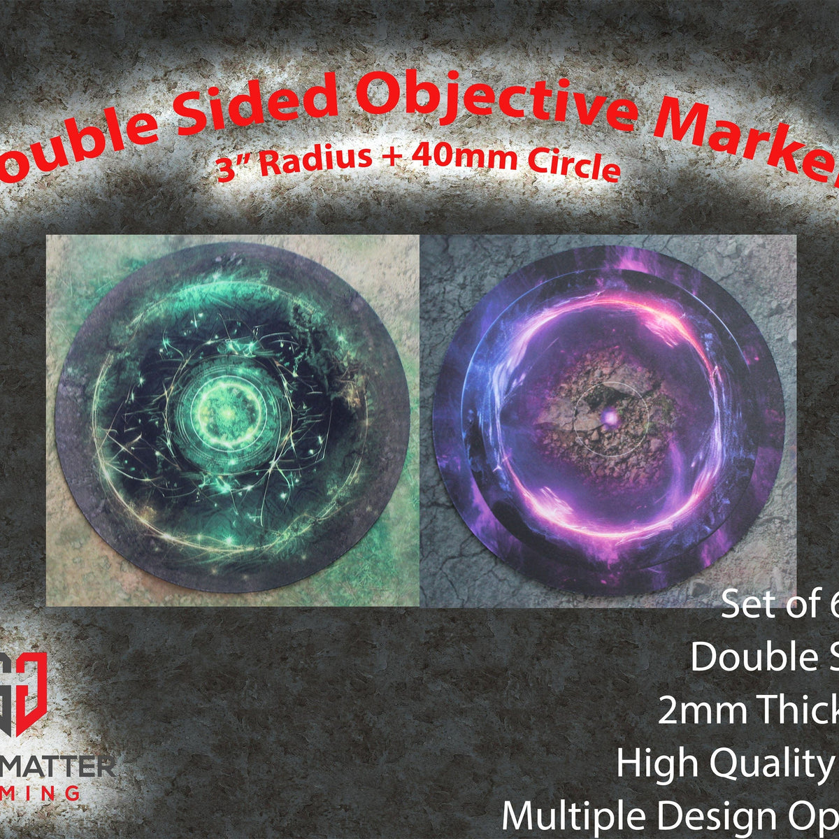 Double Sided 7.57" Neoprene Objective Markers - Green and Purple Energ ...